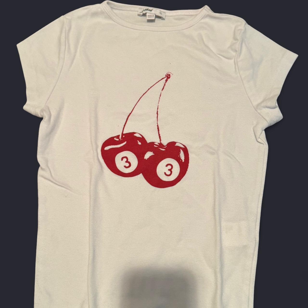 Subdued baby tee Graphic tee Cherry design Perfect... | Depop