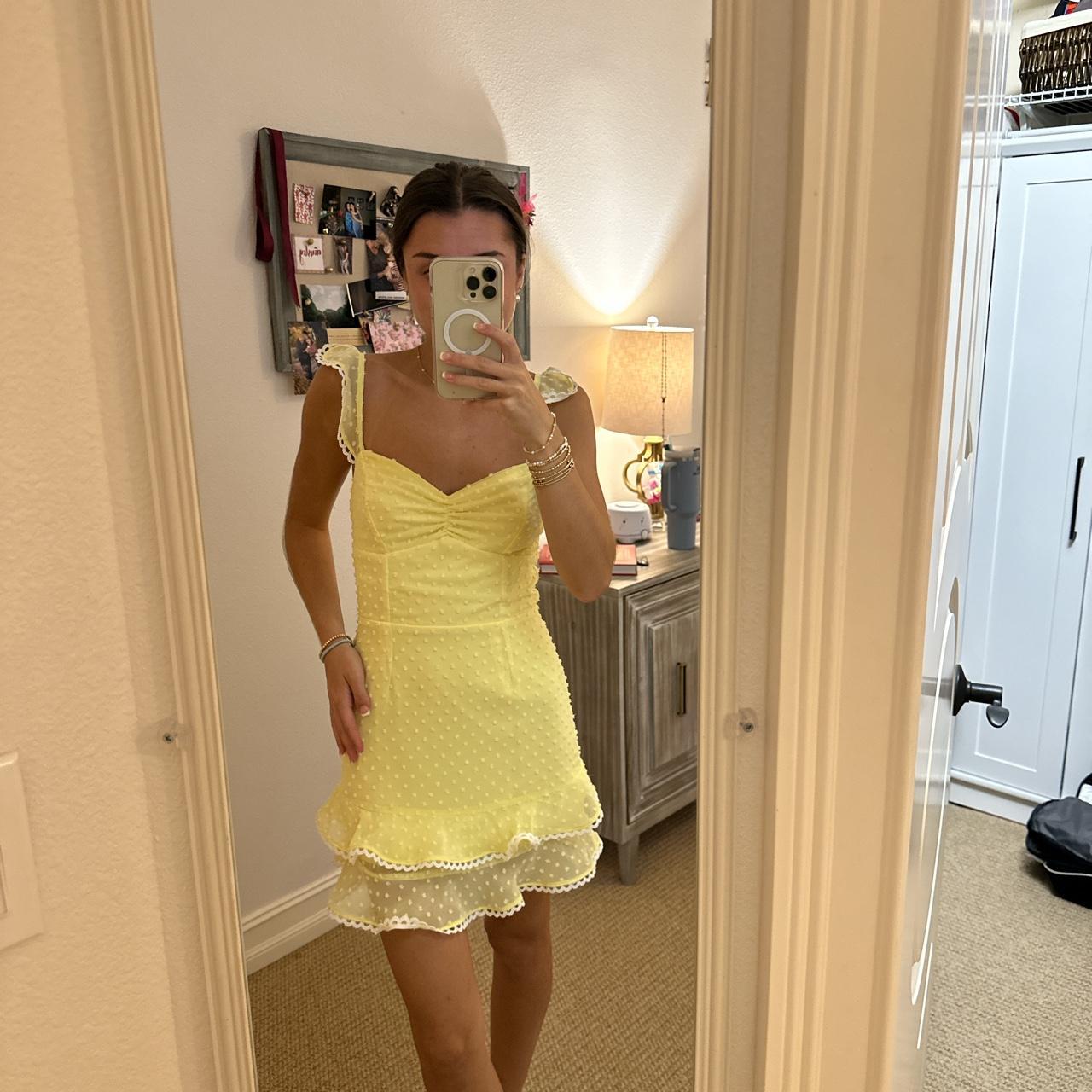 Lucy In The Sky Yellow Mini Dress Perfect For Depop