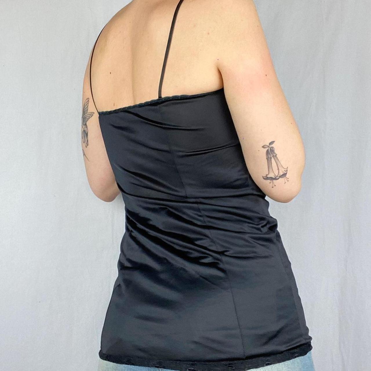 Black string cami vest with lace No size (fits... - Depop