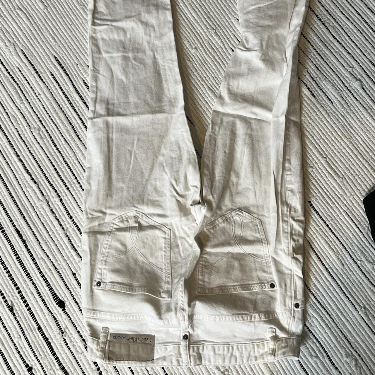 calvin klein white denim crispy! sharp! #whitepants... - Depop