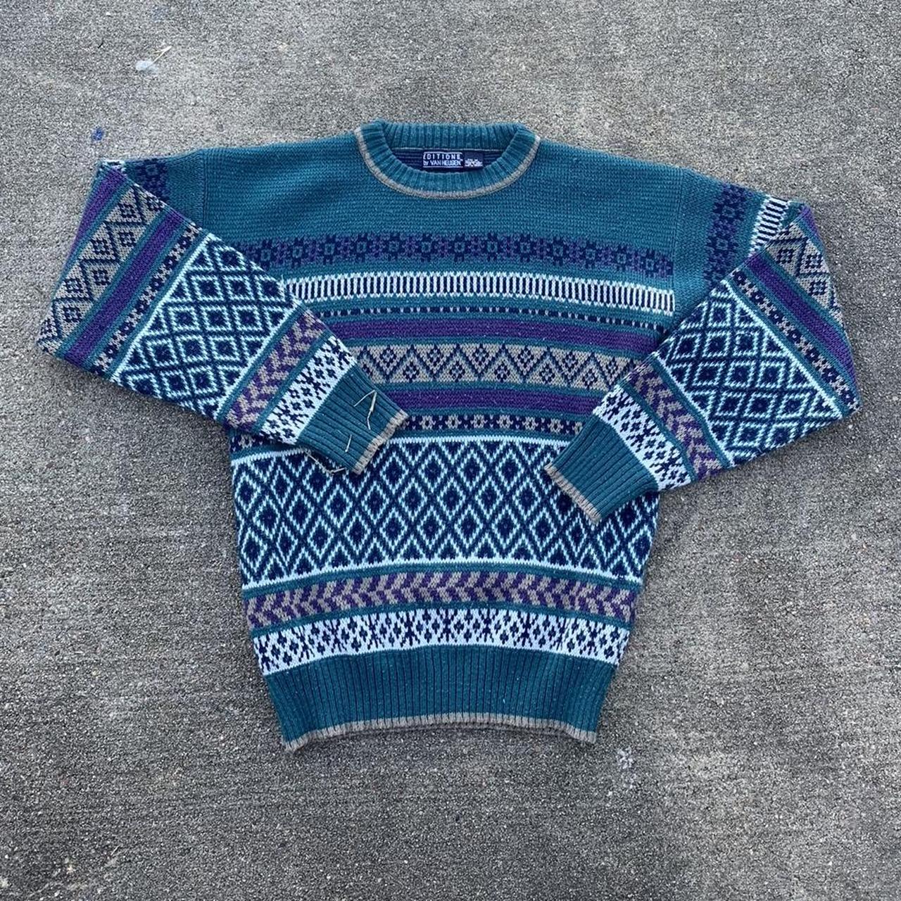 Super sick acrylic knit sweater NO FLAWS size M dm... - Depop