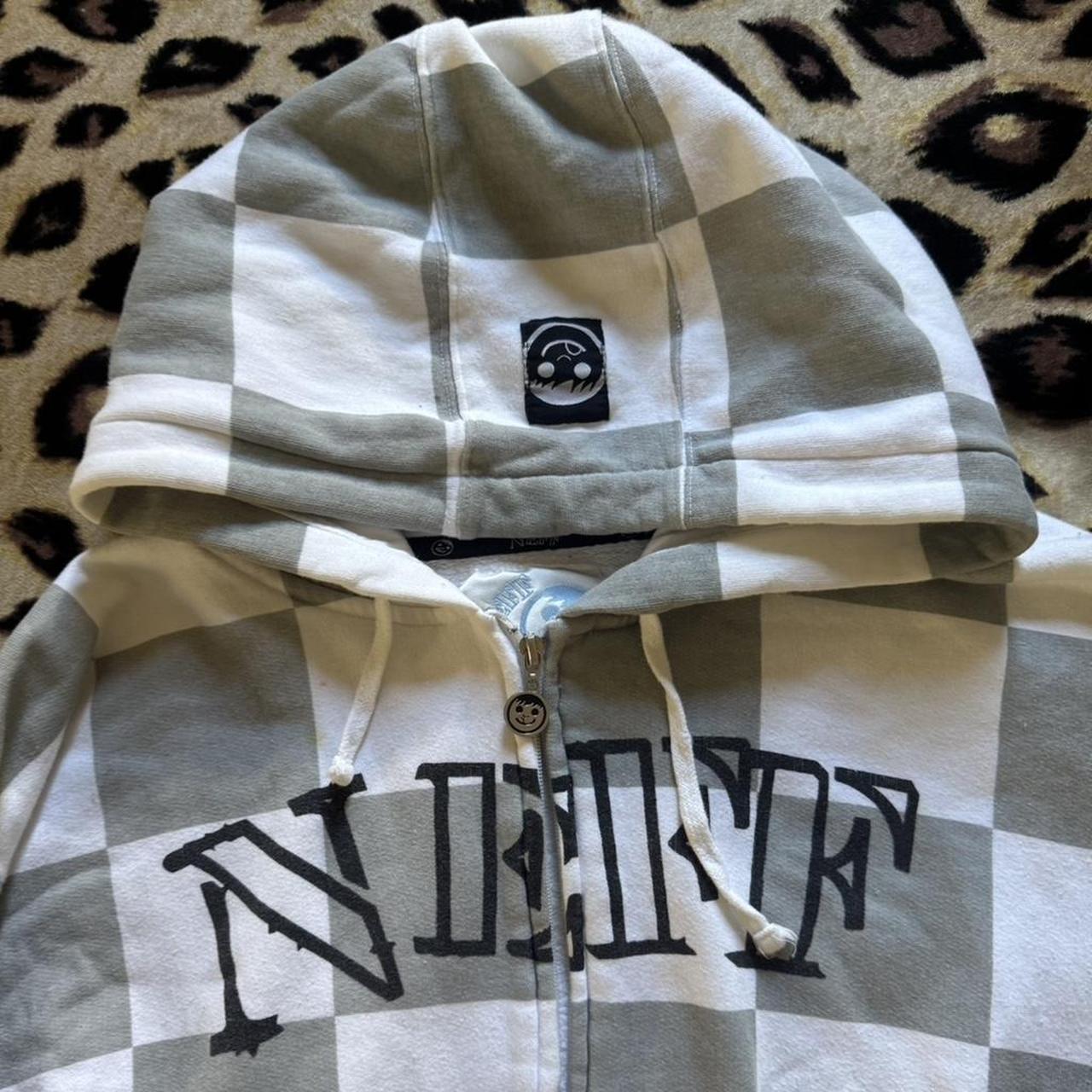 Sick Checkered Neff non zip up hoodie Flaws shown... | Depop