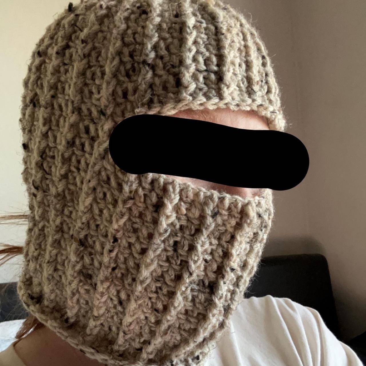 adult handmade “oatmeal” crochet ski mask... - Depop