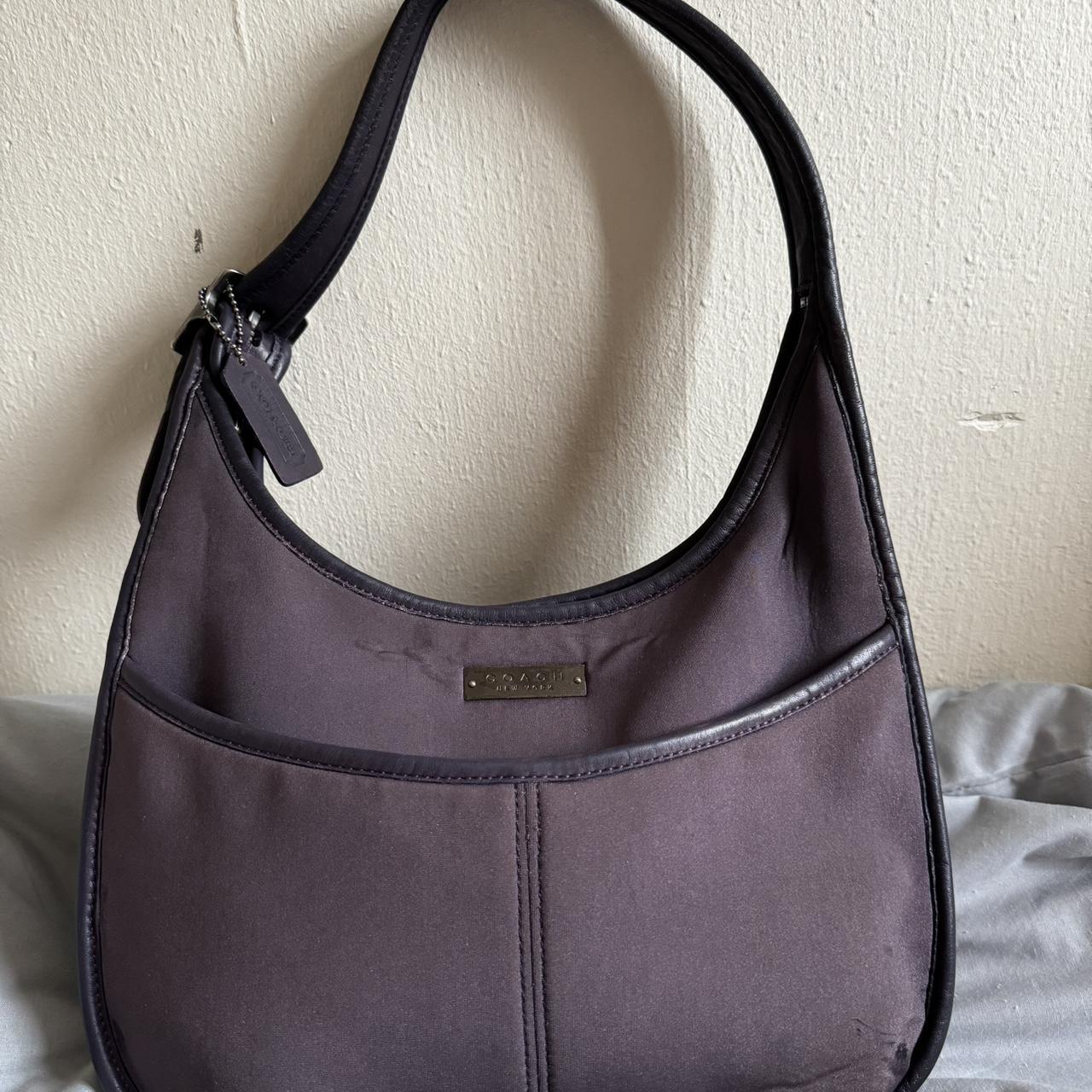 Vintage Coach Auburgine Neoprene with leather trim... - Depop