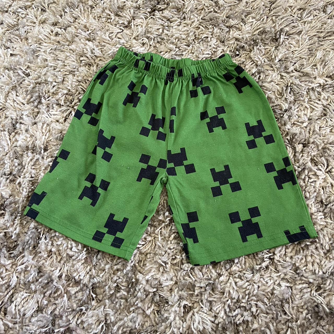 Minecraft Green and Black Shorts | Depop