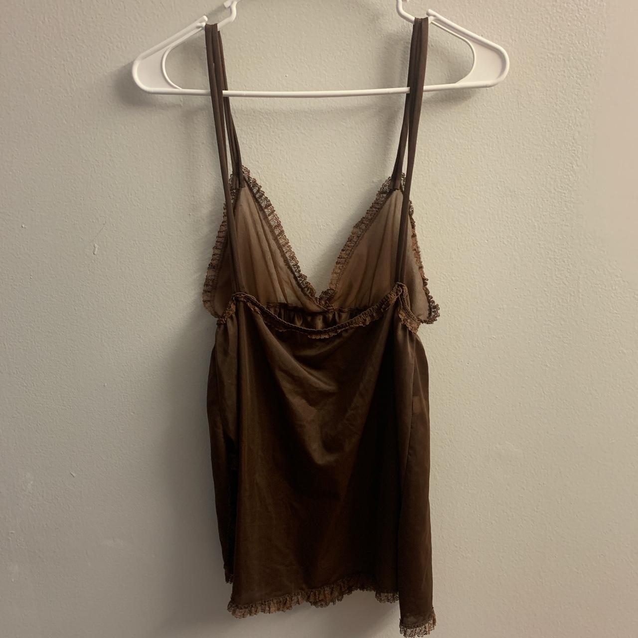 gorgeous sheer brown top, size large very lovely... - Depop