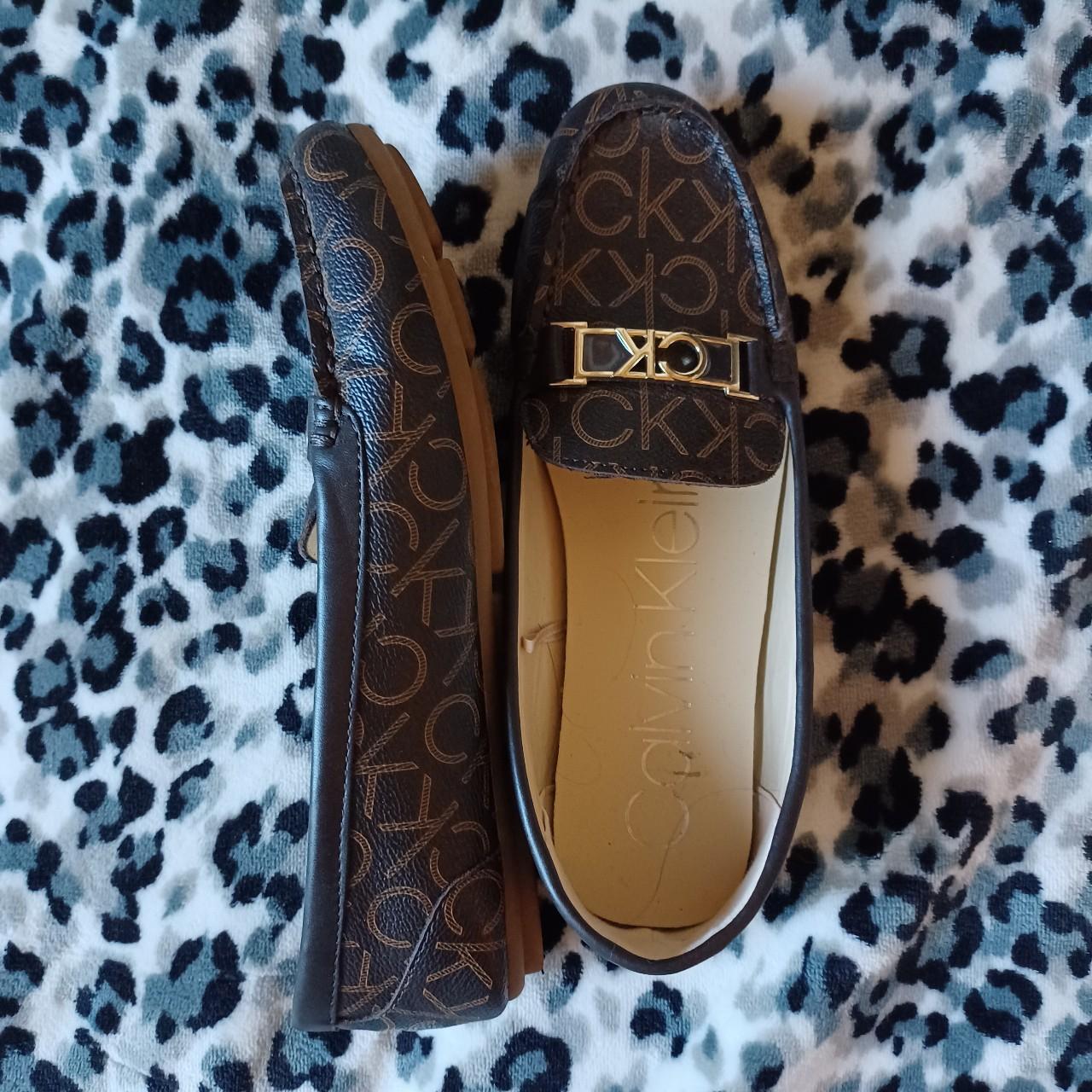 Calvin Klein Women's Brown and Tan Loafers | Depop
