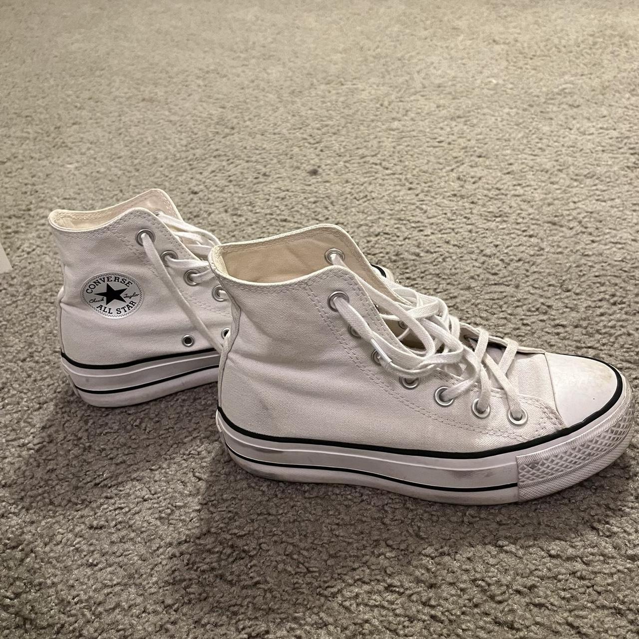 Platform White Converse Good condition - Depop