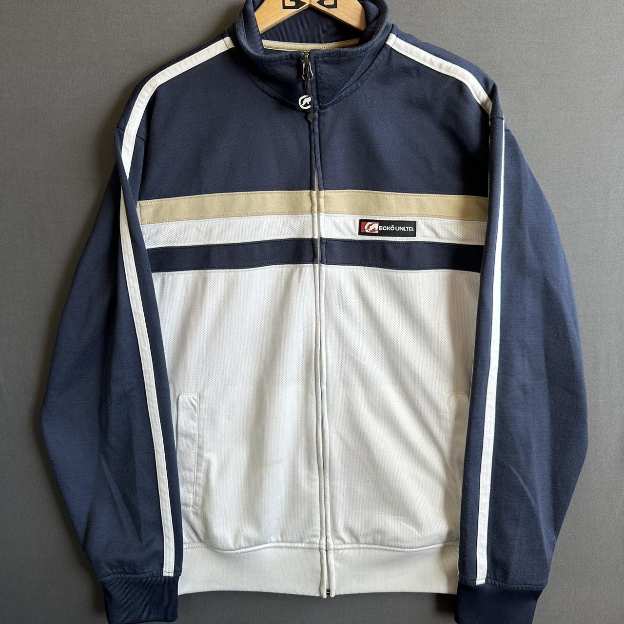 Ecko Unltd Zip up Track Jacket mens Medium Blue mock... - Depop