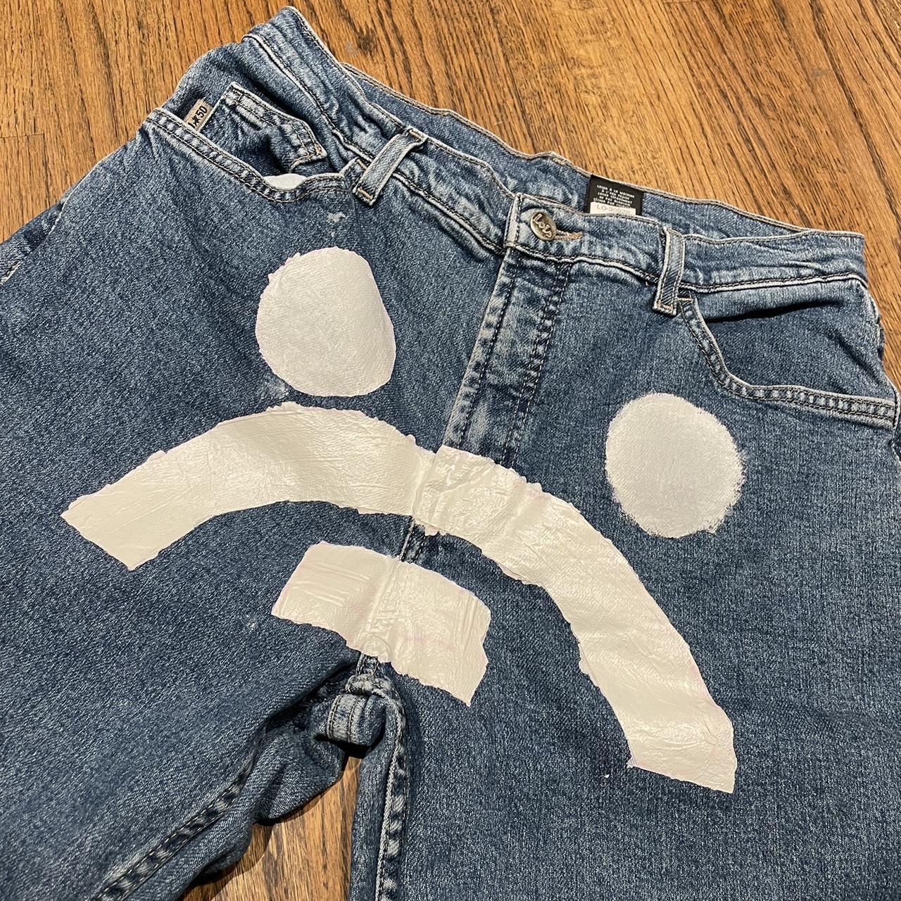 custom painted baby milo denim (men’s size... - Depop