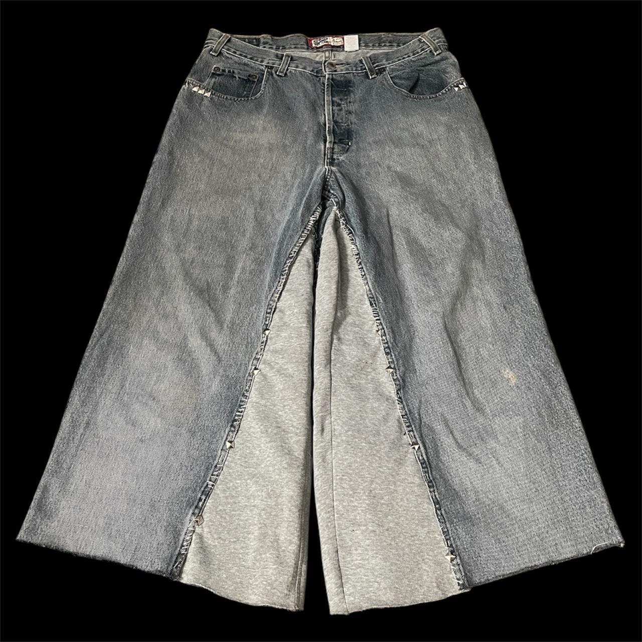 SUPER BAGGY CUSTOM CUT JNCO TYPE JEANS 36/32 leg... | Depop