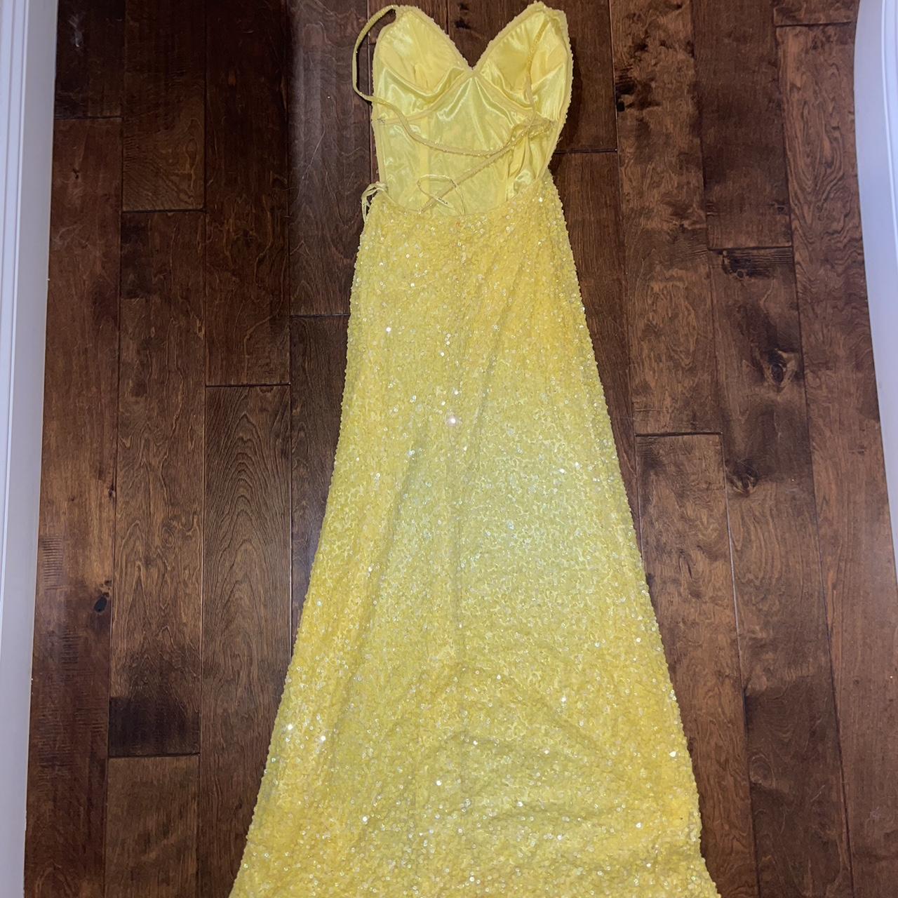 Yellow prom/formal sequin dress - Depop