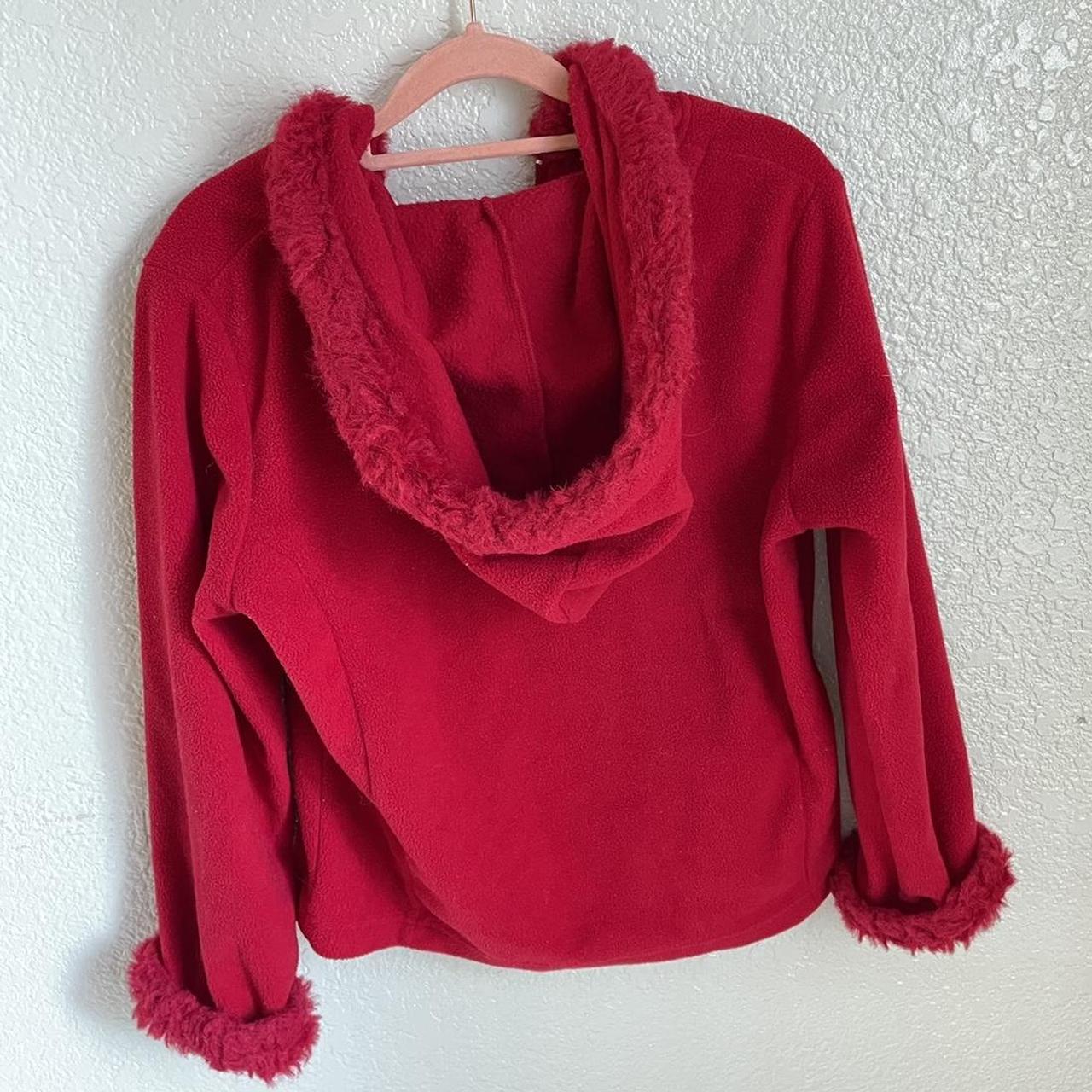 Red Fur Lined Sweater -zip up sweater -fur is not in... - Depop