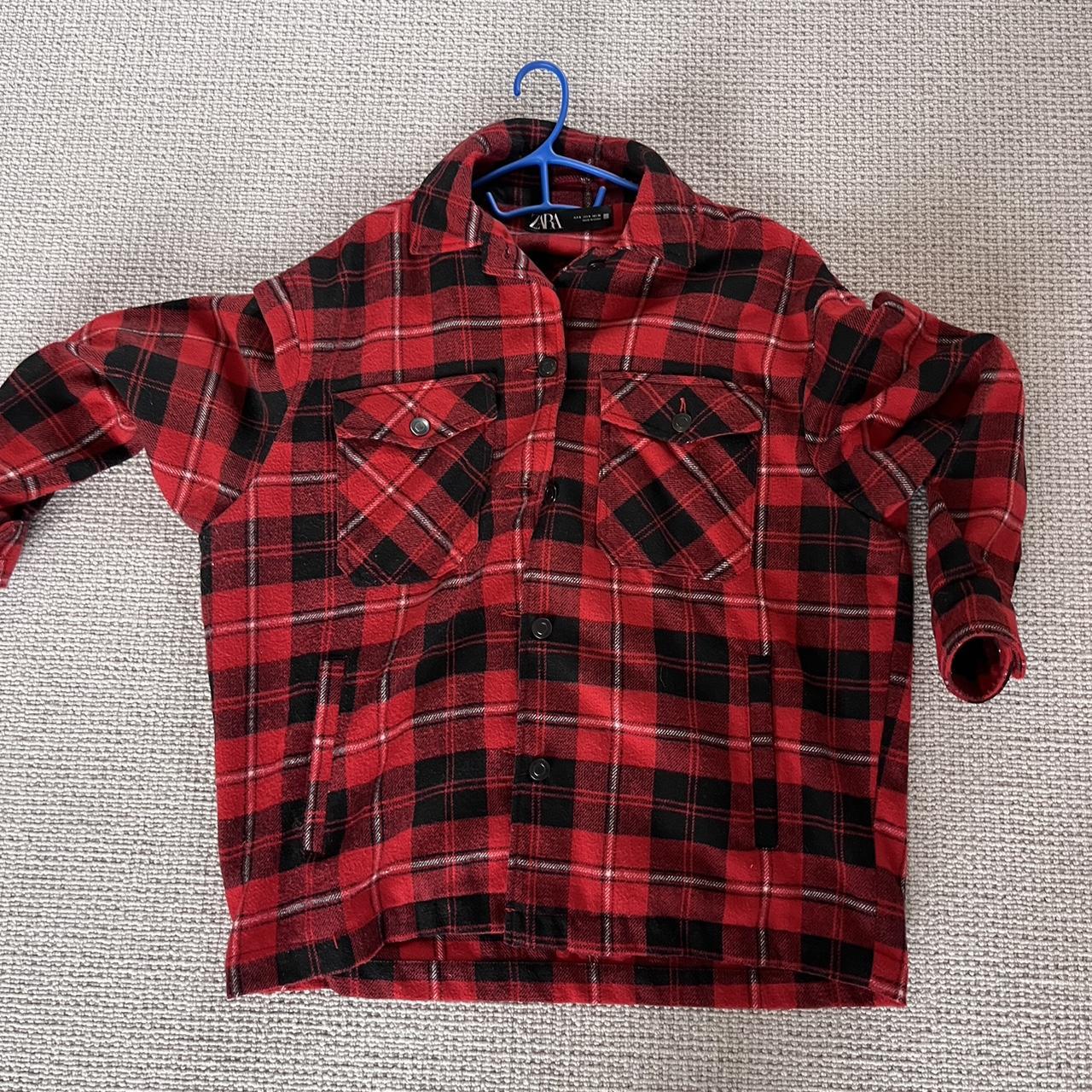 Zara Shacket in red and black. Lumberjack style.... - Depop