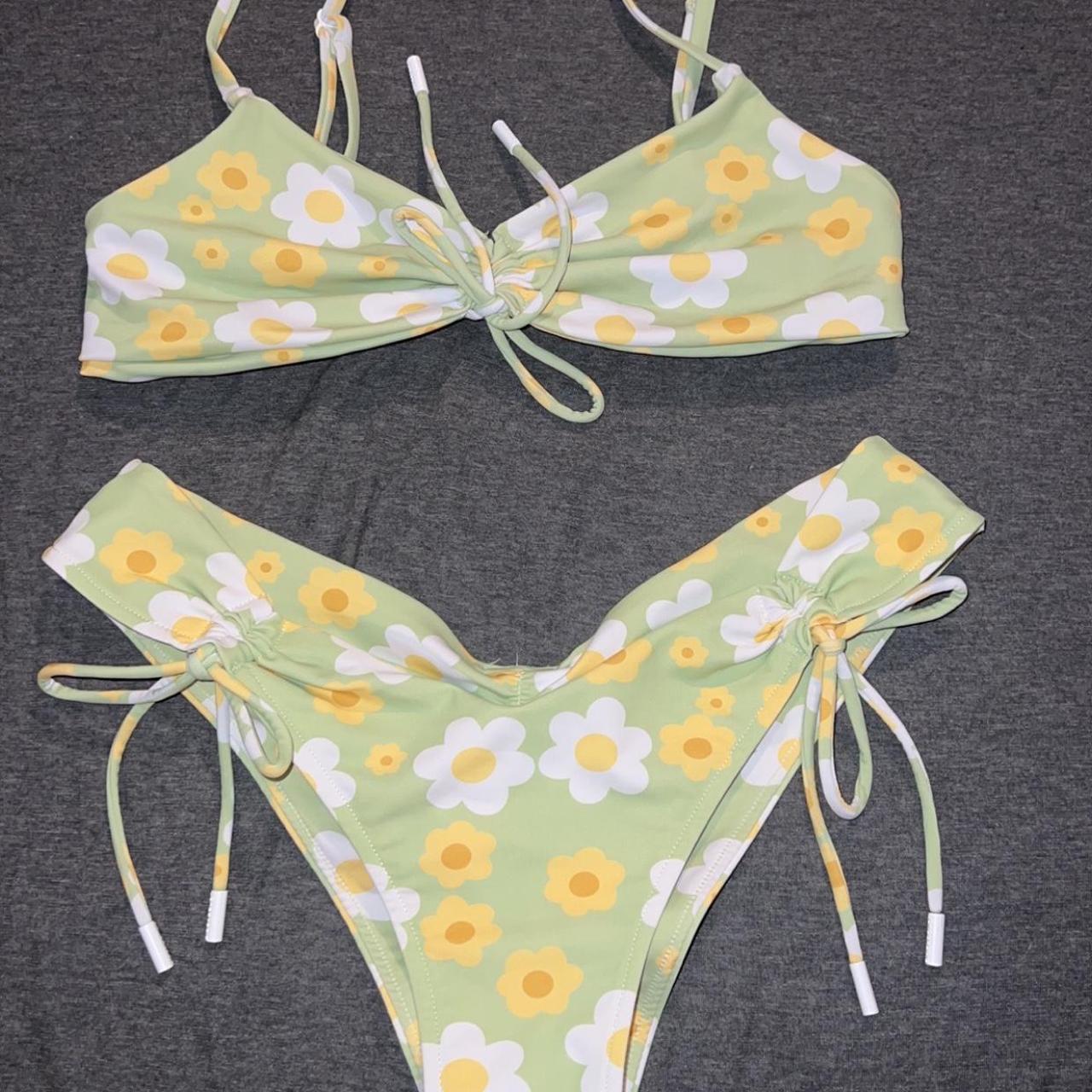 Super cute summertime two piece bikini. Light green... - Depop