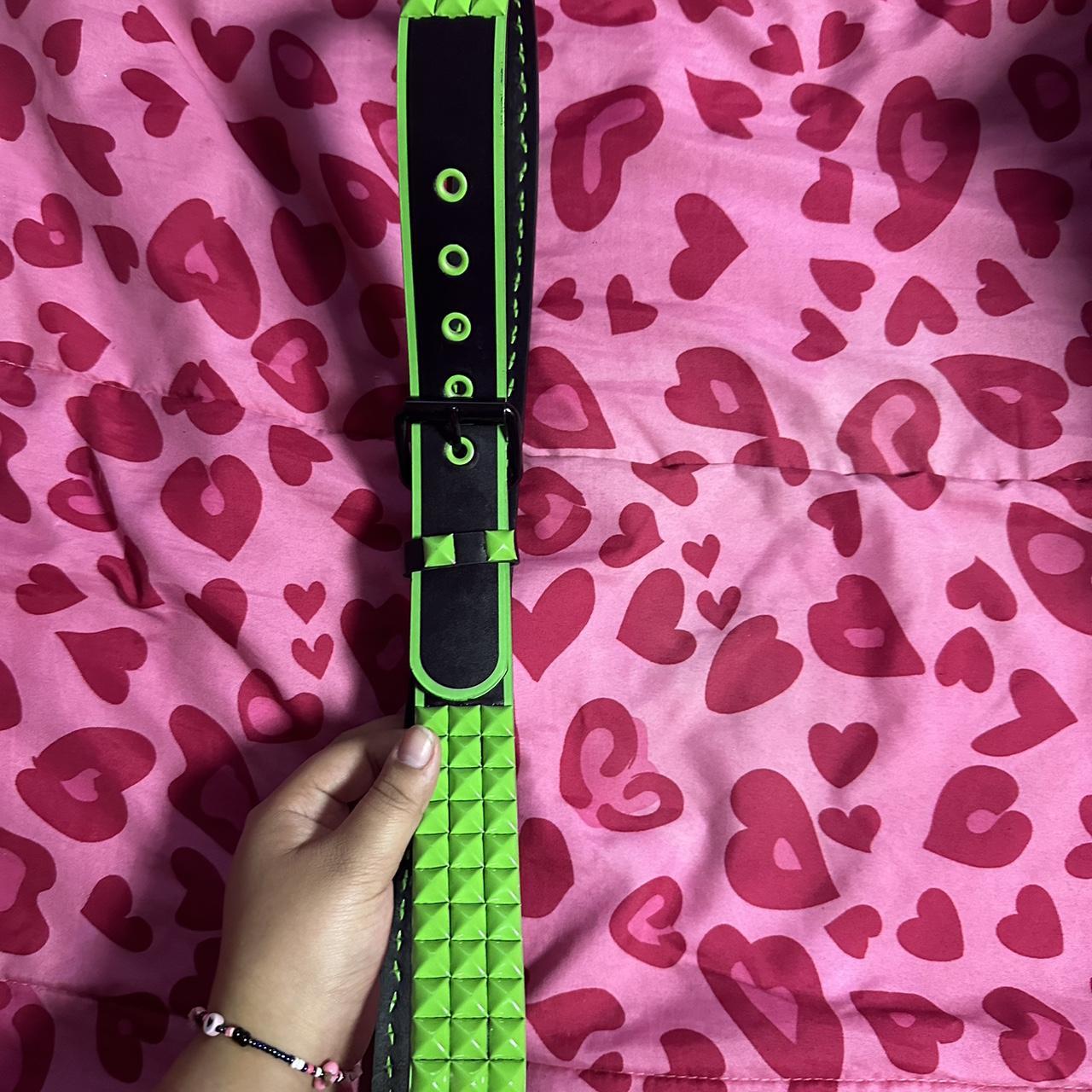SCENE BRIGHT GREEN PYRAMID STUD BELT emo / scene... - Depop