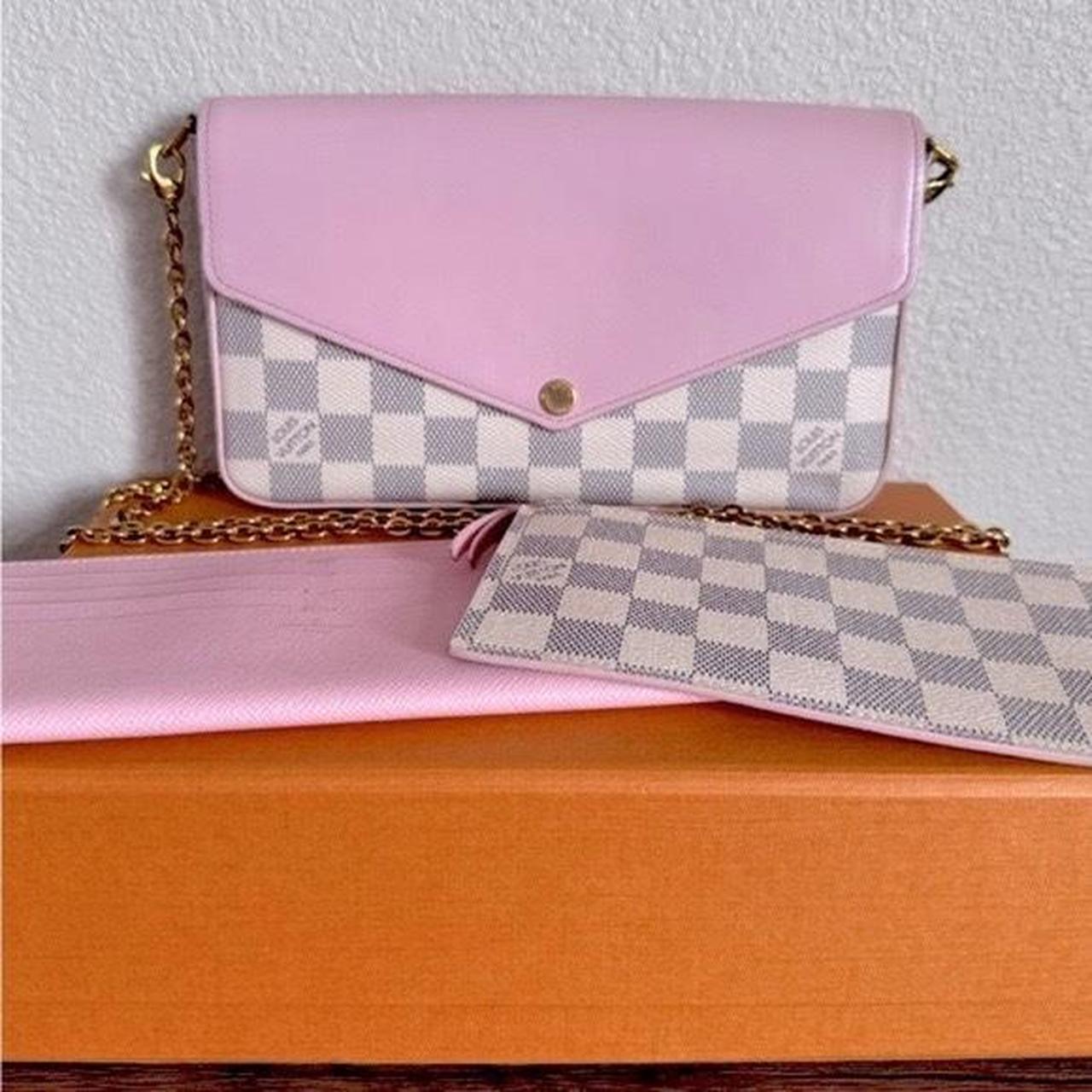 LOUIS VUITTON Damier Azure Pink Leather Felice... | Depop