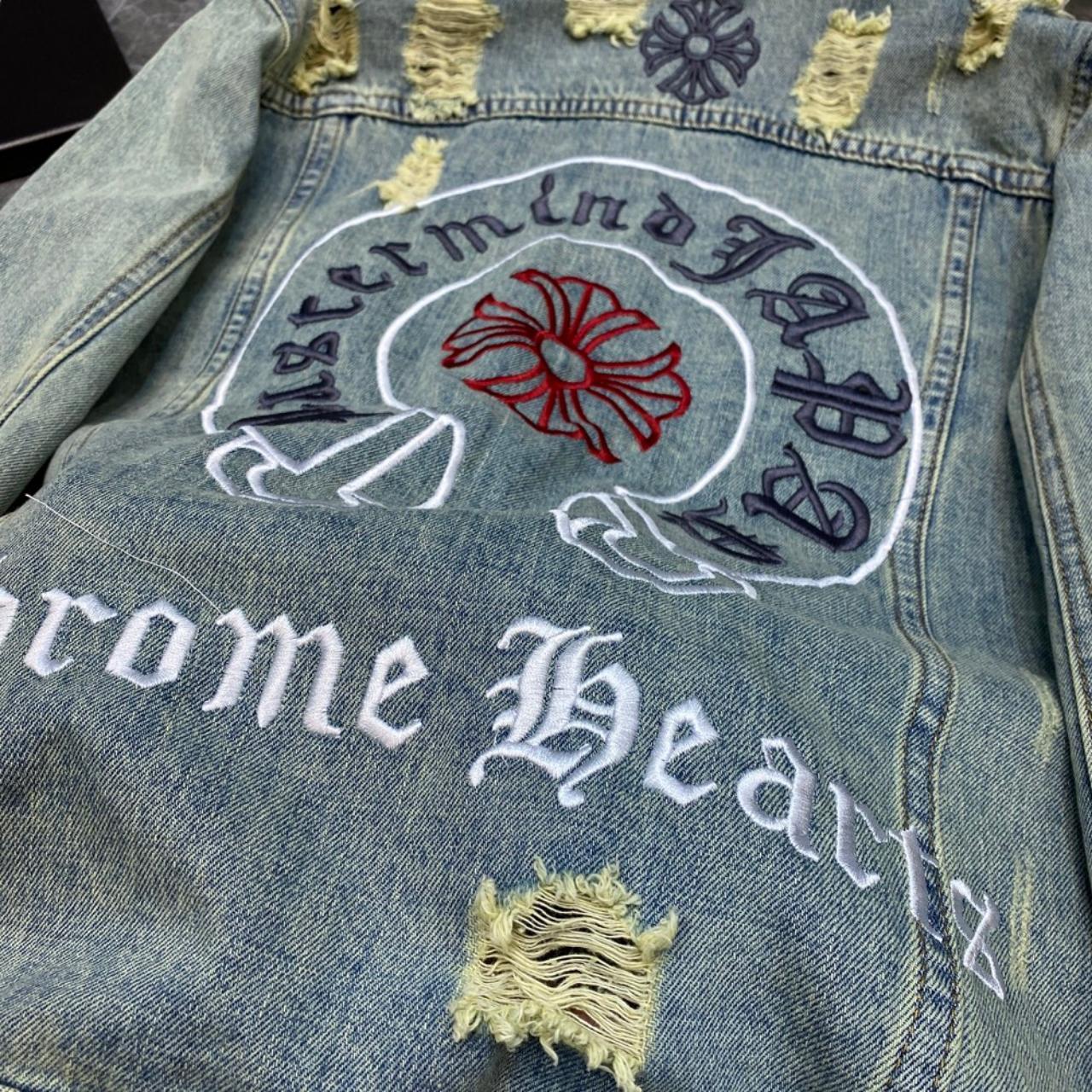 Chrome Hearts ripped denim jacket Unused, without... - Depop