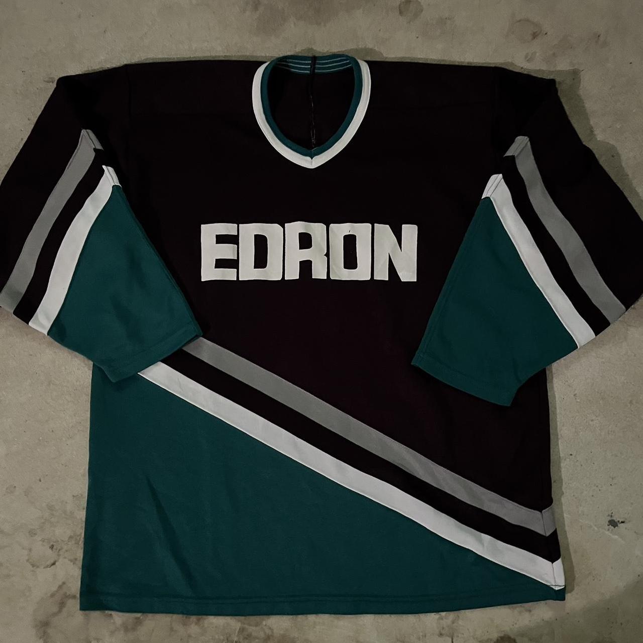 Vintage Edron Hockey Jersey Sz Large #4 Mighty Ducks... - Depop