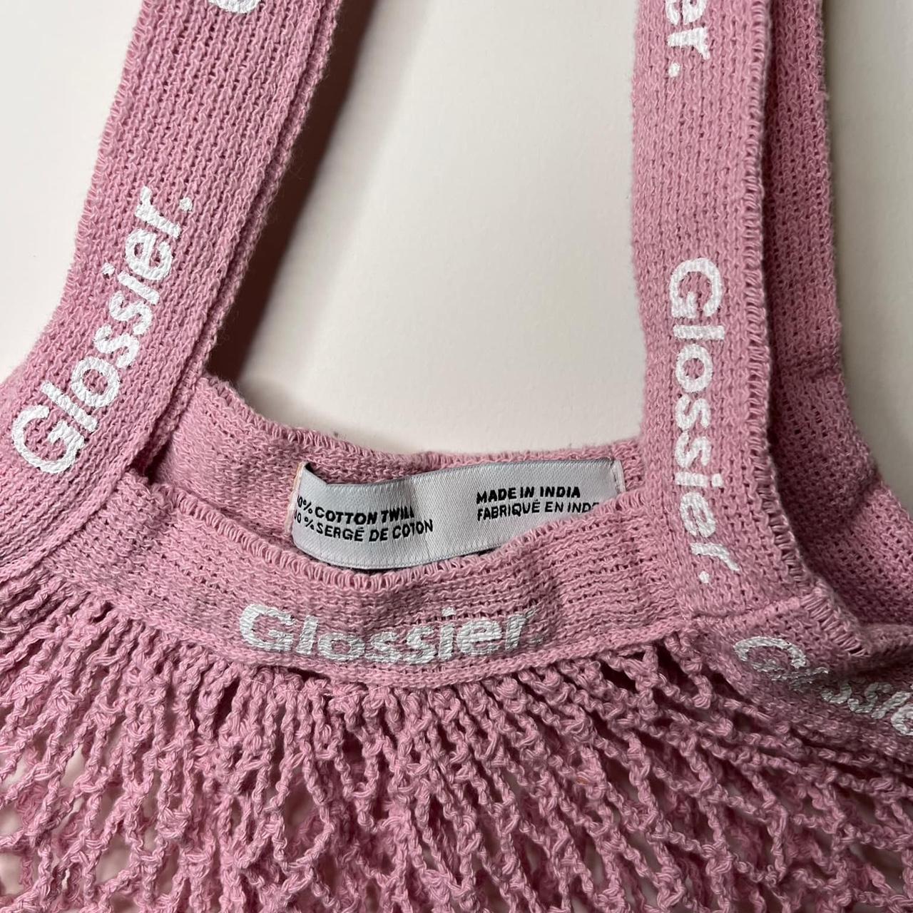 Glossier Pink Mesh Tote Bag - Cute bag for light... - Depop