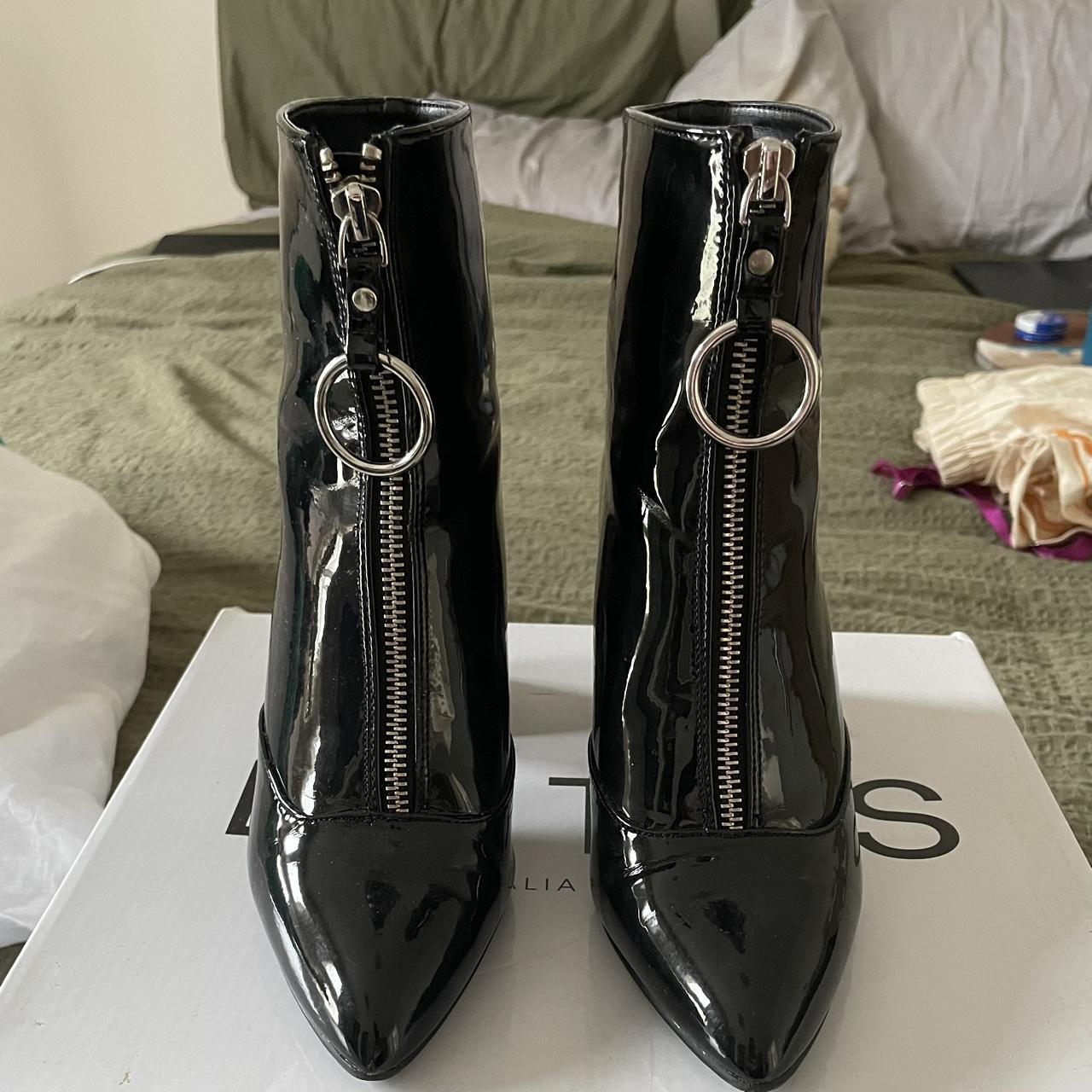Vinyl pleather boots in size AU 5 from betts . Worn... - Depop