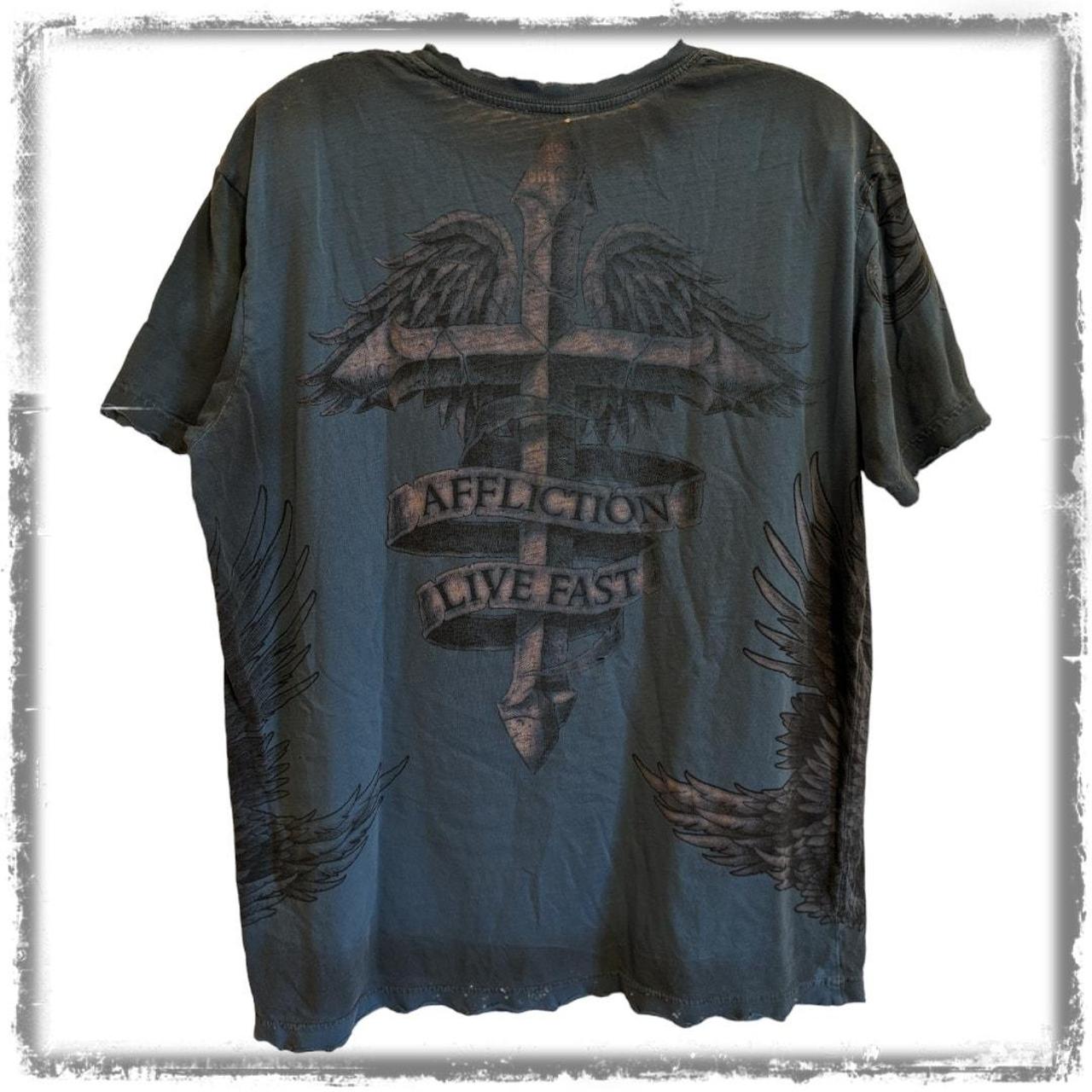Vintage Affliction Live Fast Eagles Cross Wings... - Depop