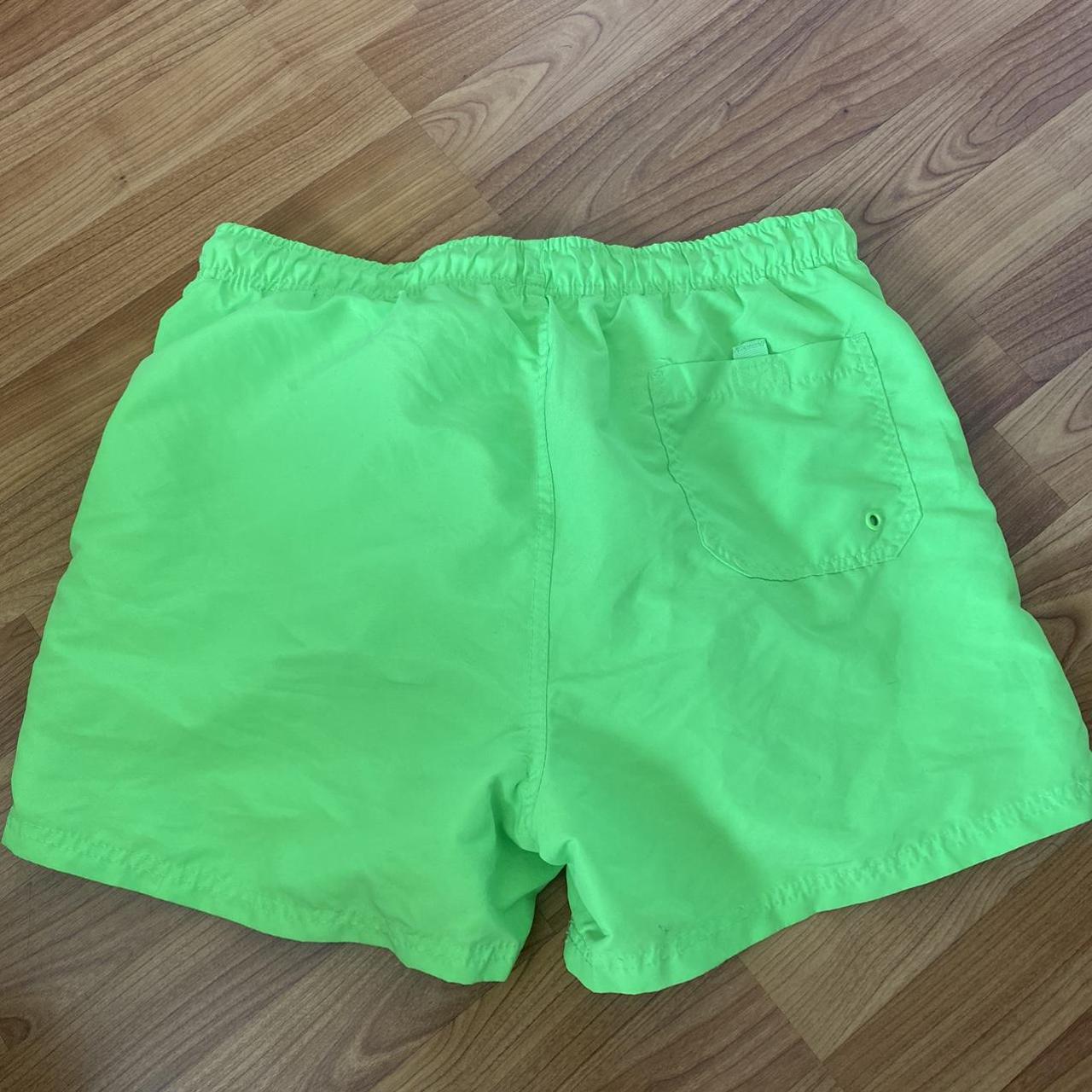 Bright neon green bathing suit swim trunks shorts... - Depop