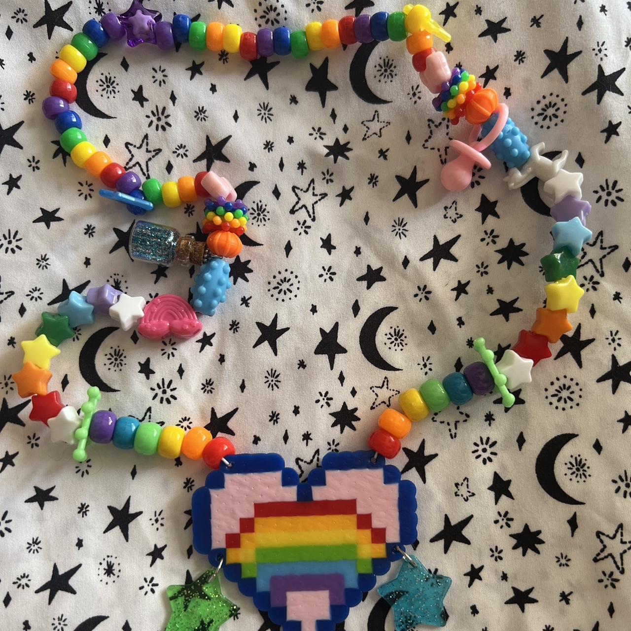 Rainbow kidcore Kandi necklace freebies with... - Depop