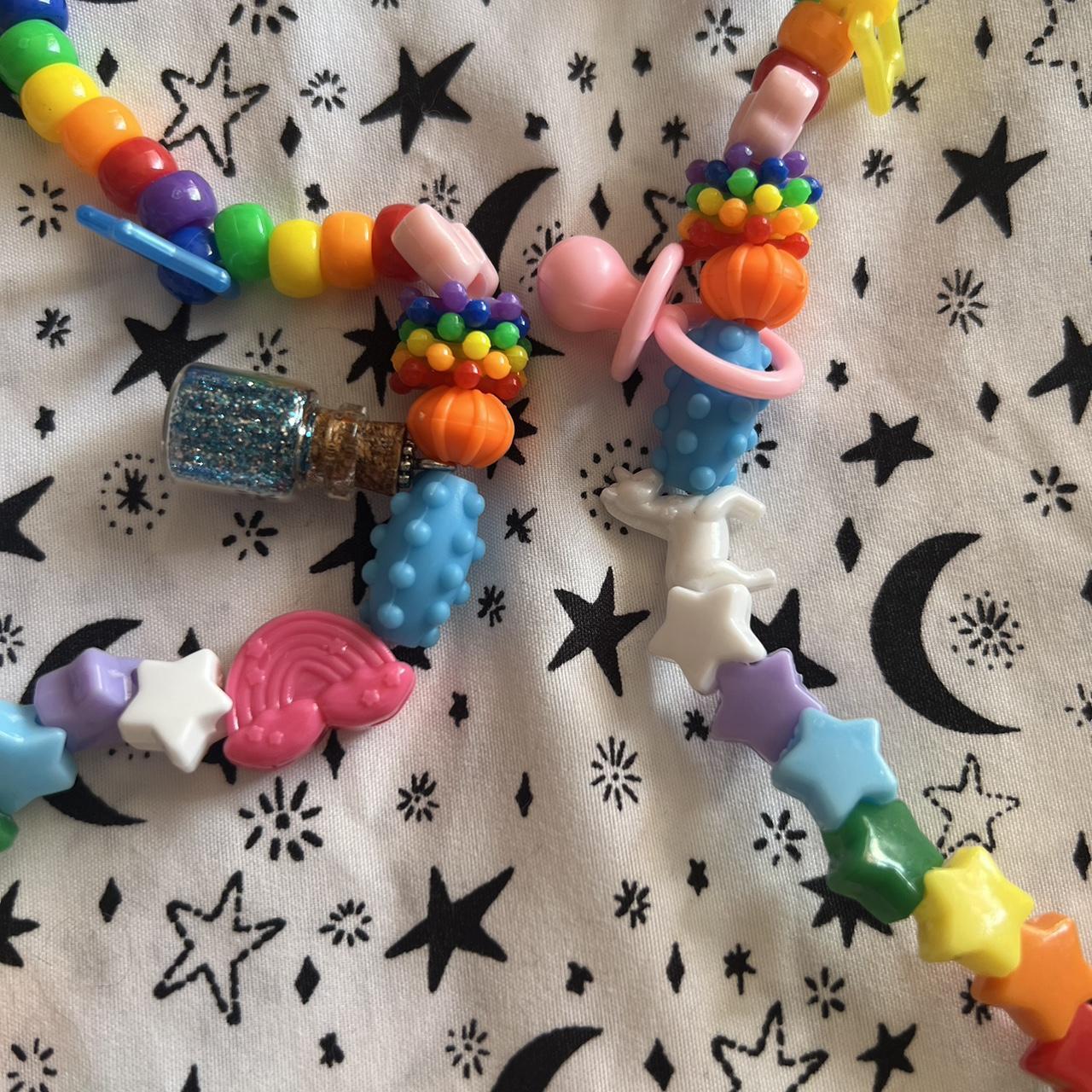 Rainbow kidcore Kandi necklace freebies with... - Depop