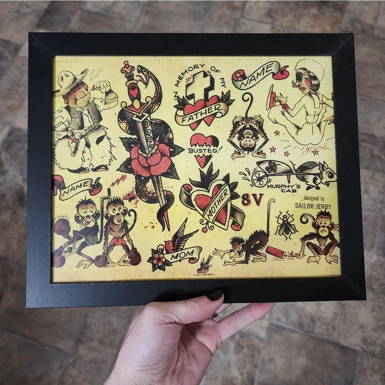 Framed Traditional Tattoo Flash Art 8x10... - Depop