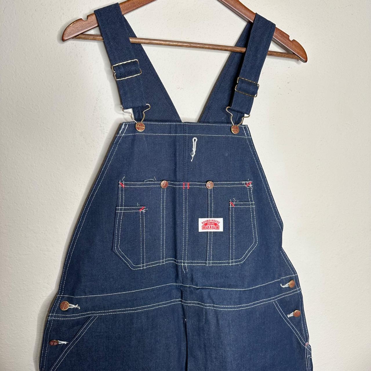 Round House Classic Blue Denim Overall Lot 966 Sz... - Depop