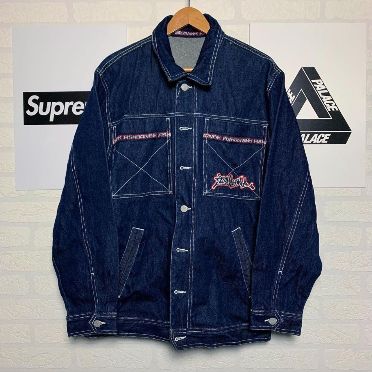 Vintage 90s Fishbone Denim Jacket streetwear style y2k - Depop