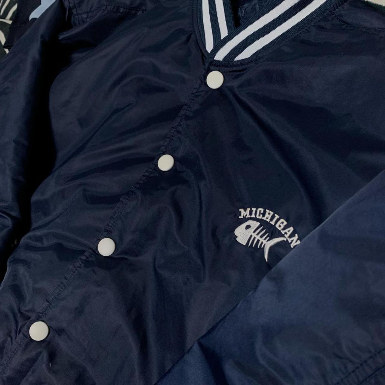 Vintage Michigan Bomber Jacket Varisty Fishbone - Depop