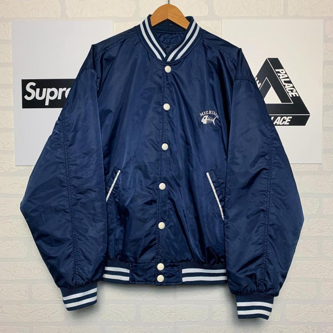 Vintage Michigan Bomber Jacket Varisty Fishbone - Depop