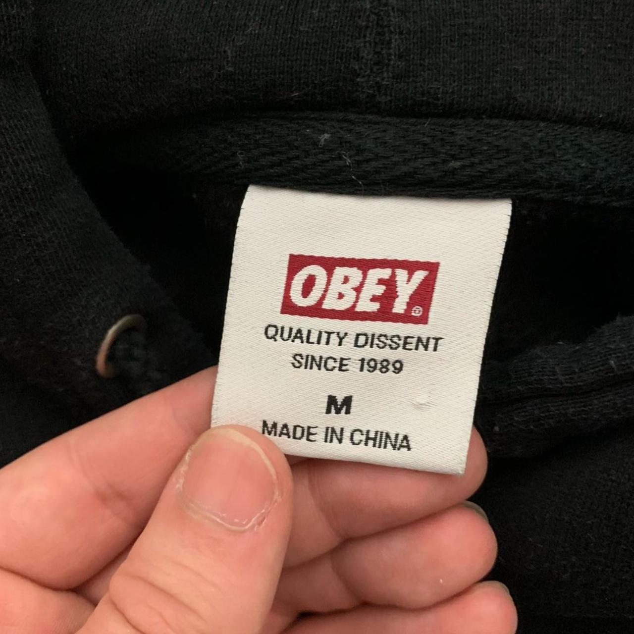 Hoodie mini box logo basic black vintage Obey size:... - Depop