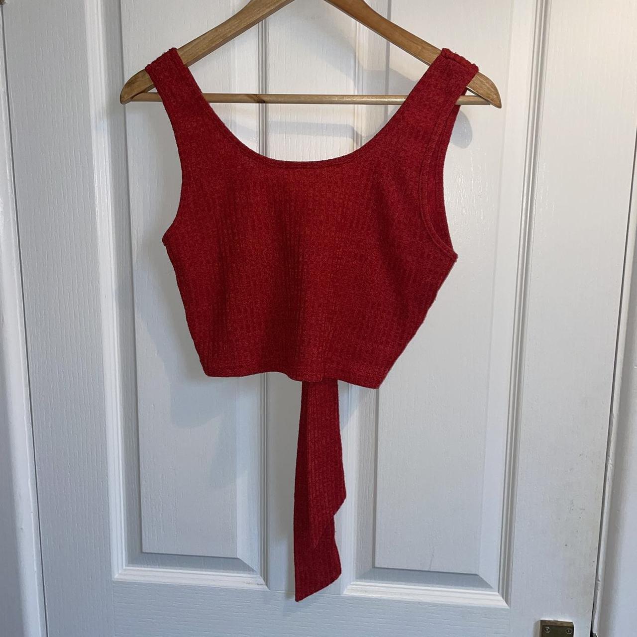 SHEIN - red crop top - removable tie which allows... - Depop