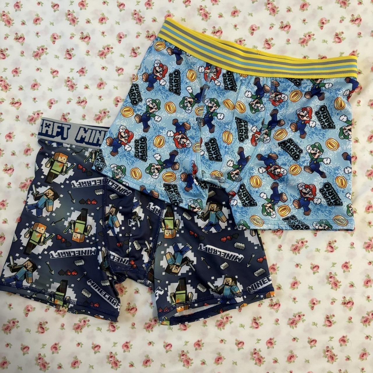 minecraft & mario boxers size 10 womans xxs worn as... - Depop