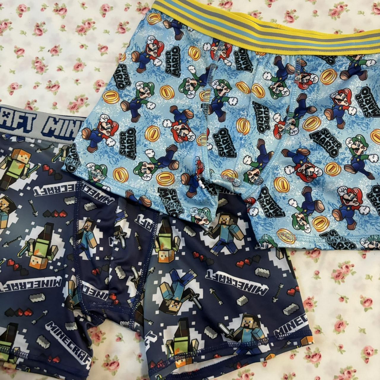 minecraft & mario boxers size 10 womans xxs worn as... - Depop