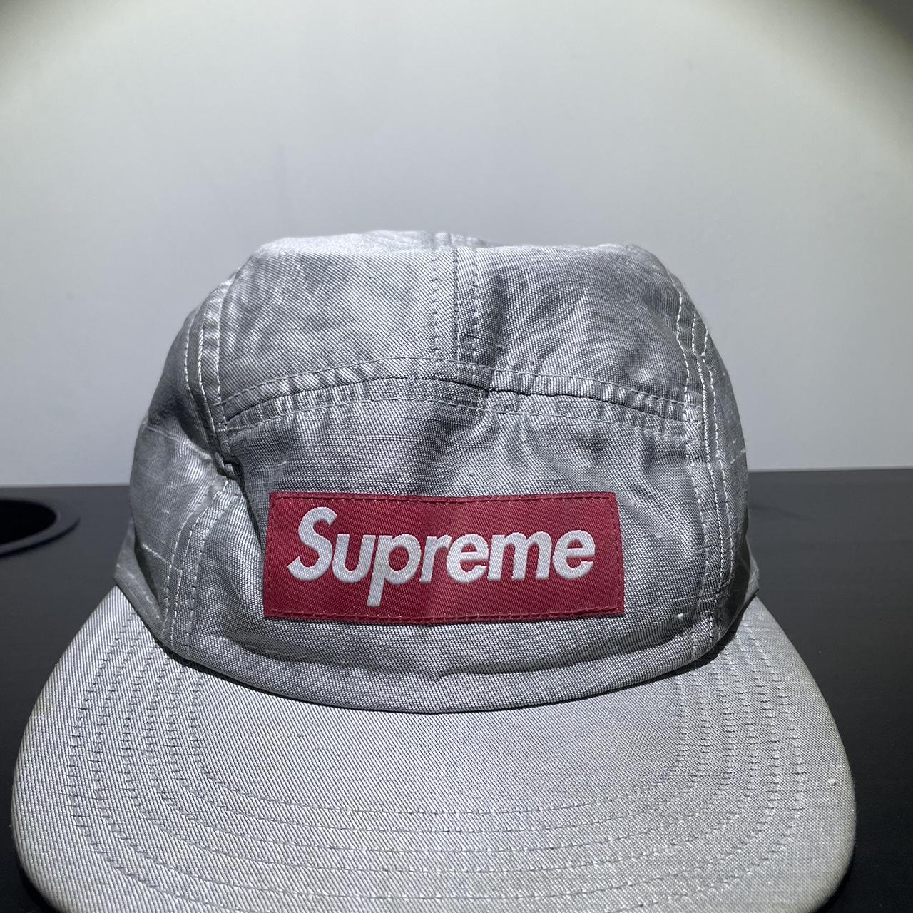 Supreme Raw Silk Camp Cap Silver from FW17 Very... - Depop