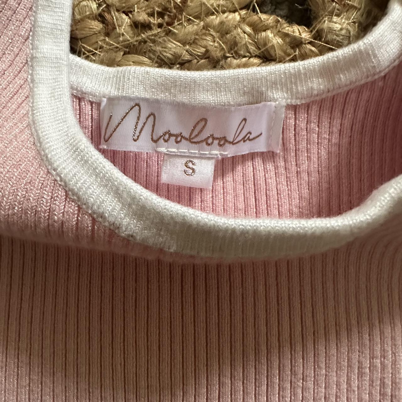 Mooloola crop Pink ribbed with white trim New,... - Depop