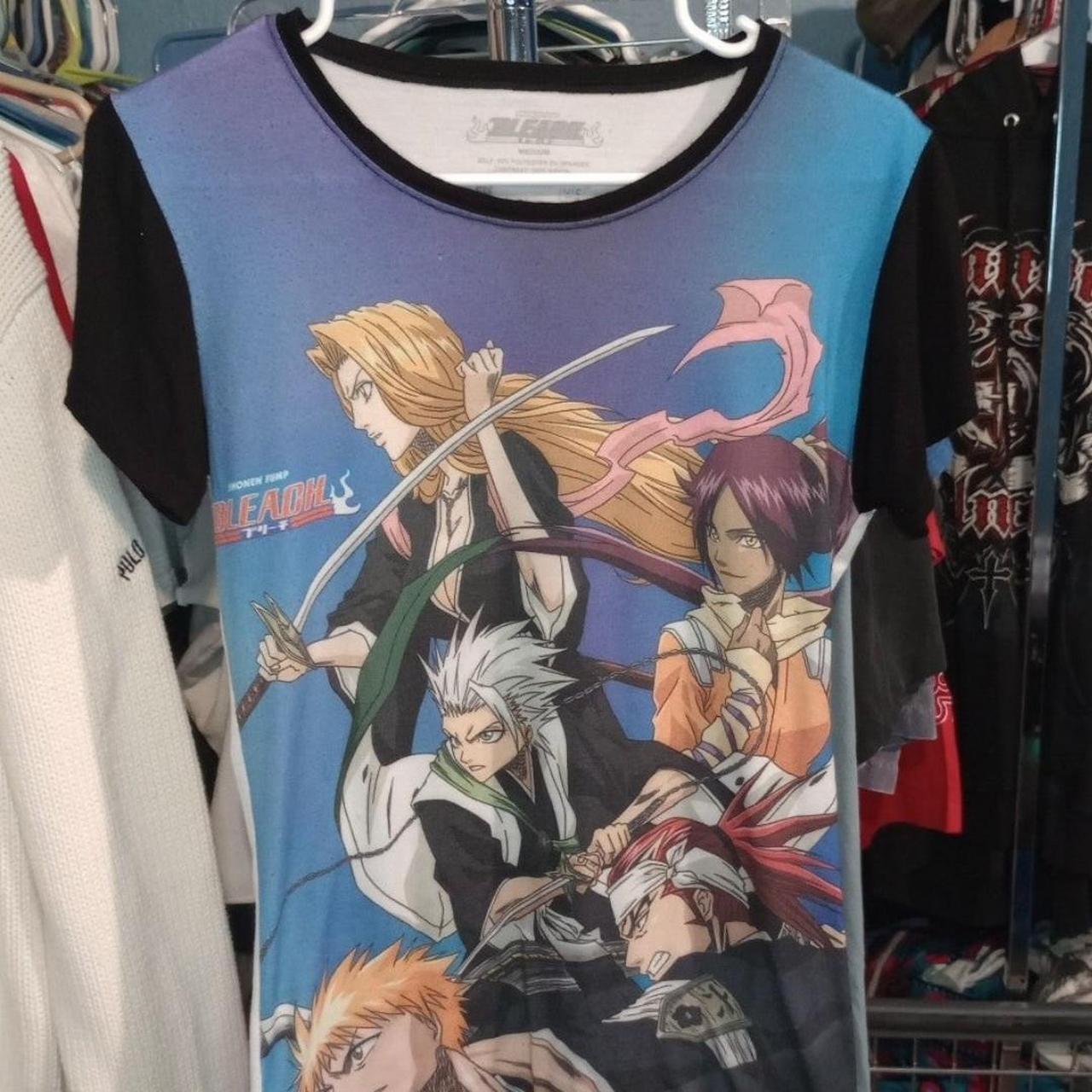 Y2k made in USA Women's bleach anime aop shirt size... - Depop