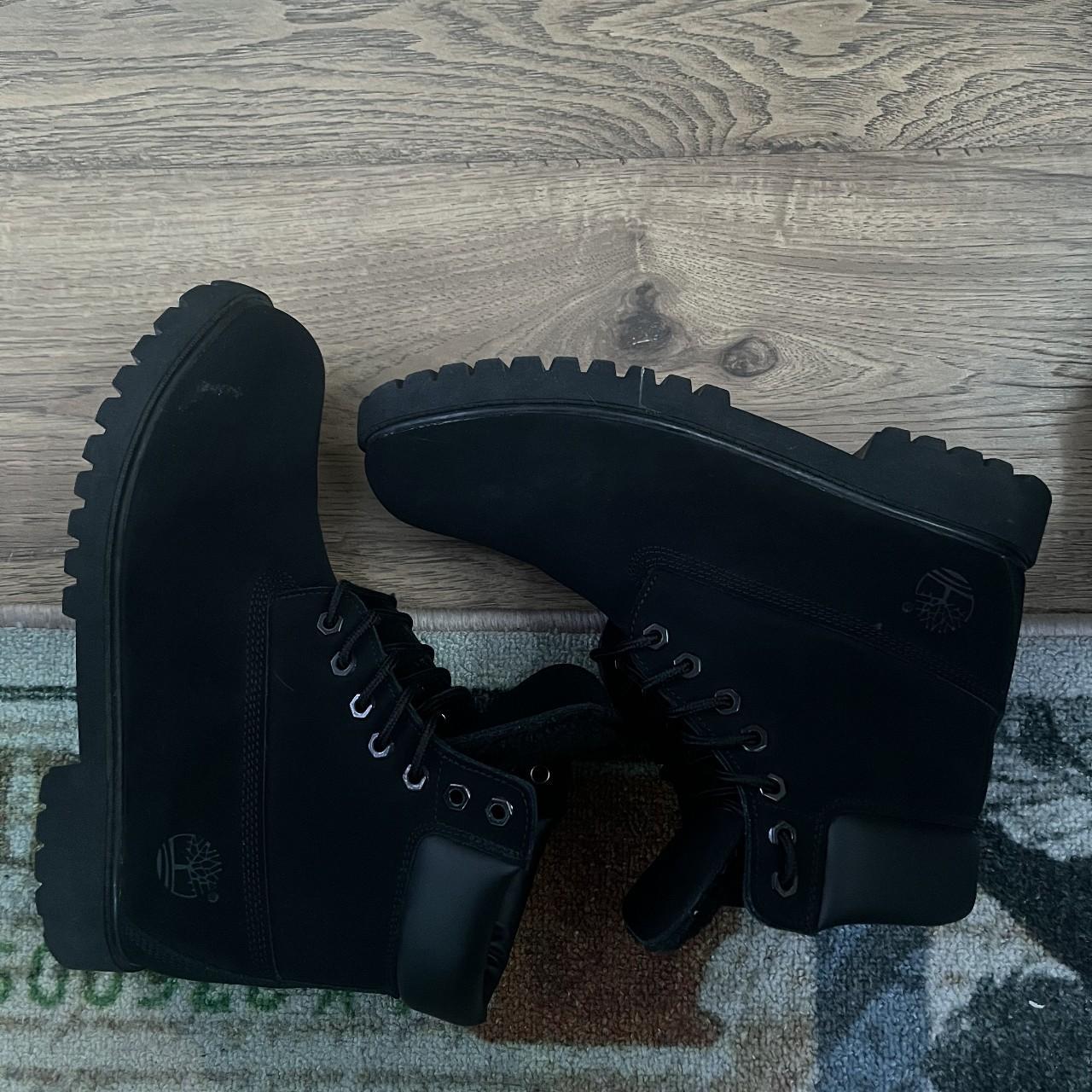 Black timberland timbs worn a bit size 10 mens Cop... | Depop