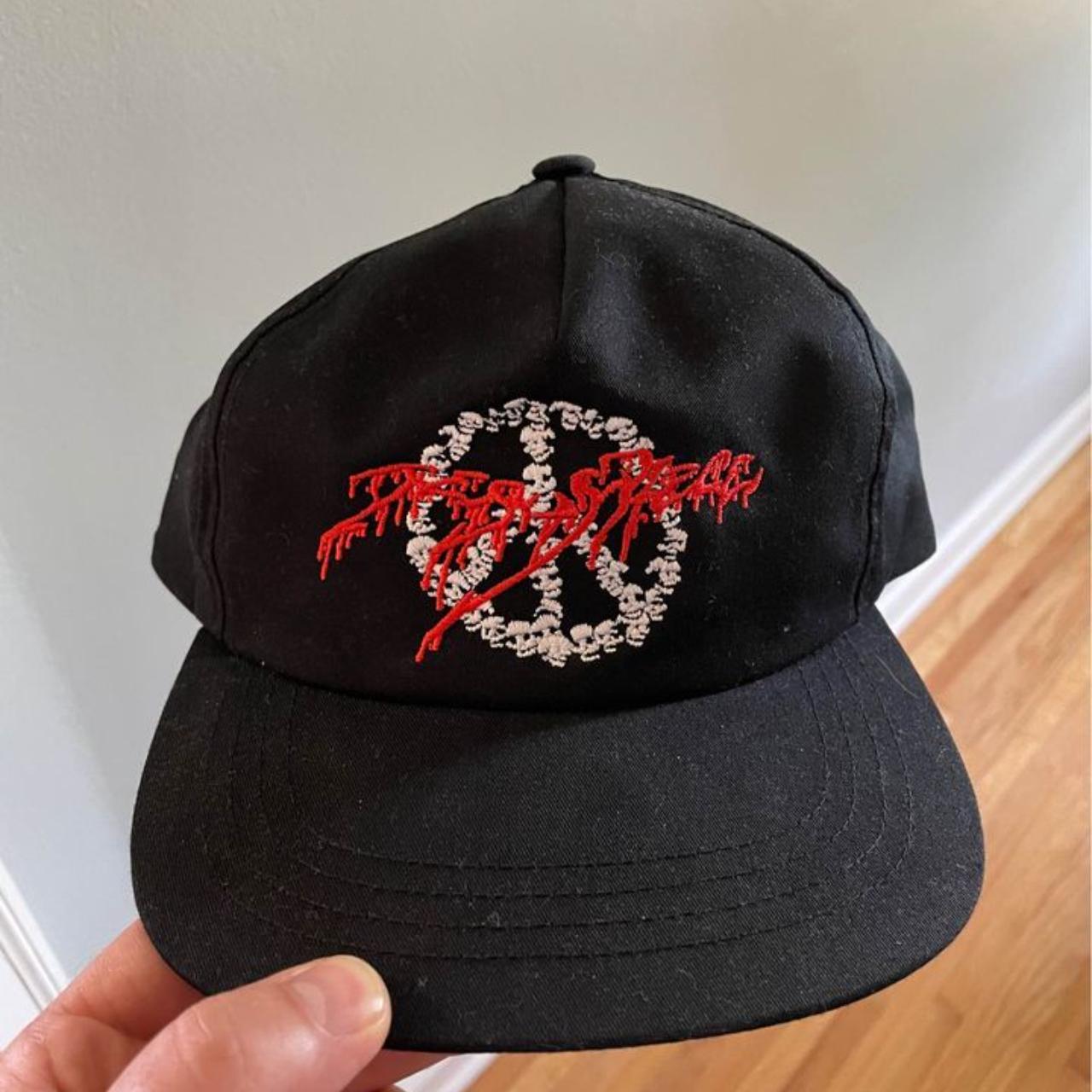 Yupoong Men's Black and Red Hat | Depop