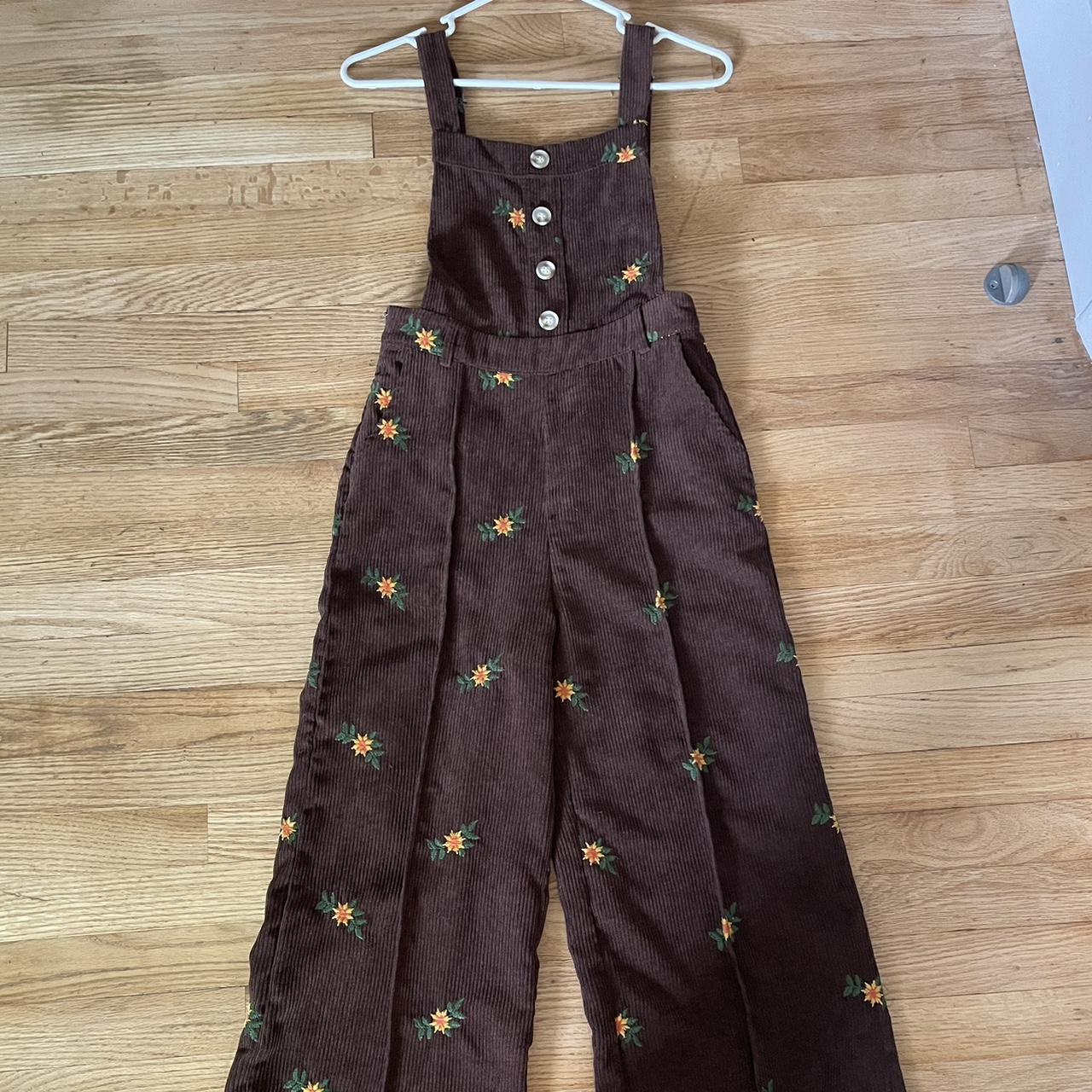 Cider Floral Corduroy Overalls | Depop