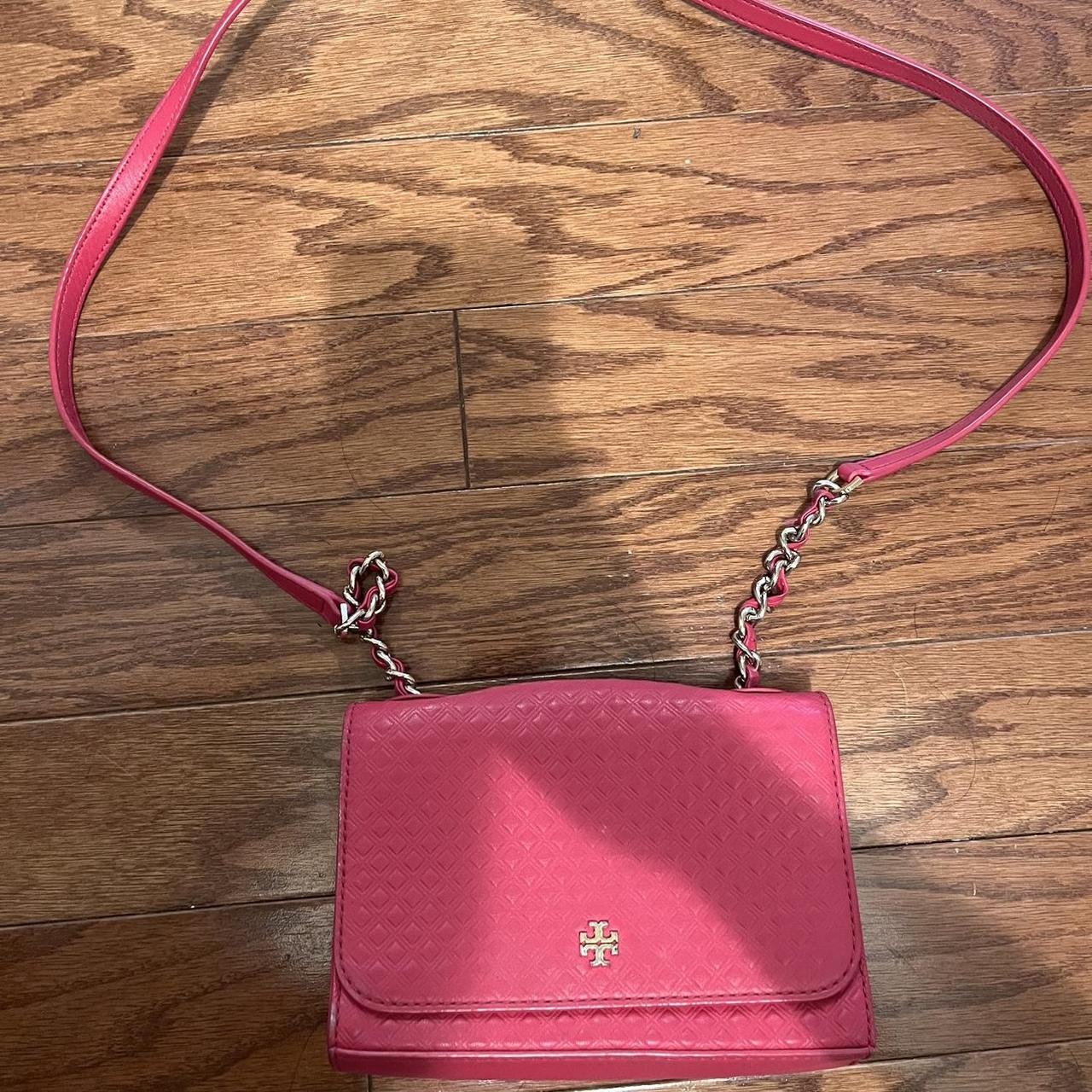 pink tory burch shoulder bag -flaws shown in... - Depop