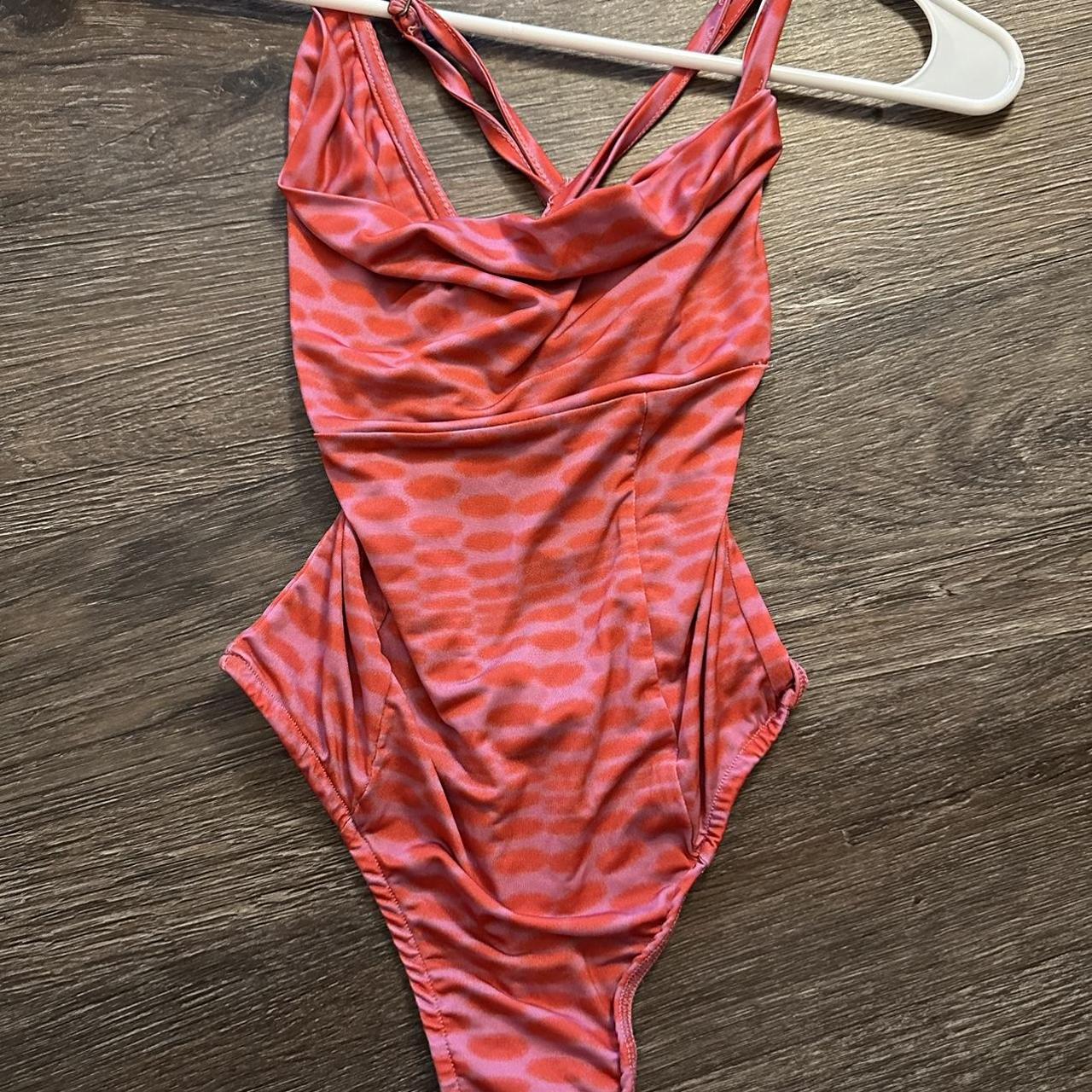 super cute open back bodysuit! straps across back,... - Depop