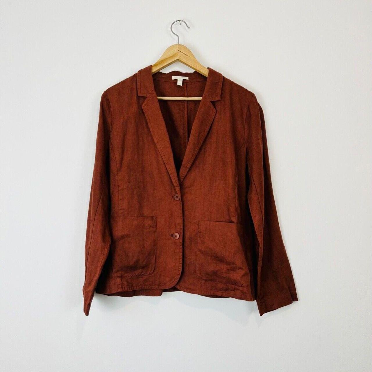 Eileen Fisher Burnt Rust Orange 100% Linen Relaxed... - Depop