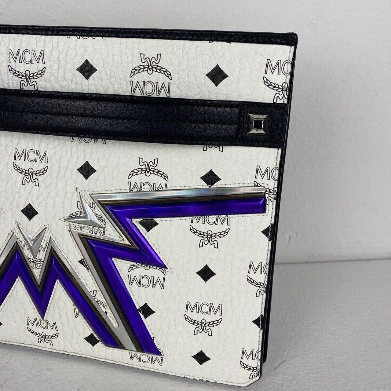 MCM Clutch White Monogrammed Leather 'Lighting'... - Depop