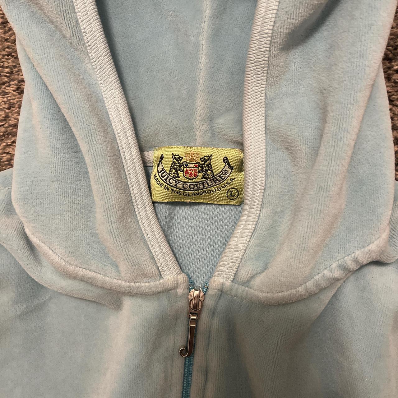 Baby blue velour Juicy Couture zip up tracksuit... | Depop