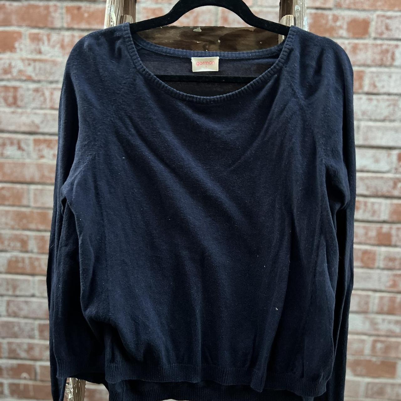 Gorman 100% cotton boat neck navy blue sweater, size... - Depop
